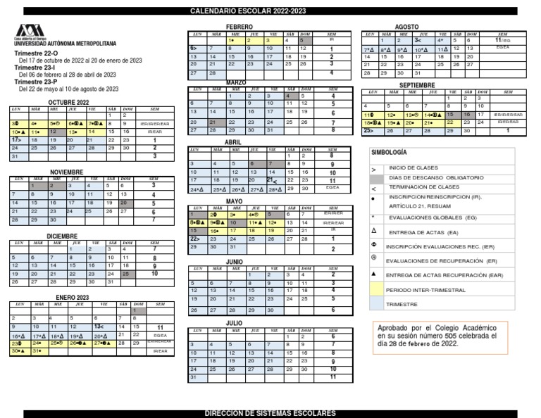 Calendario Escolar UAM 2022 2023 Aprobado | PDF