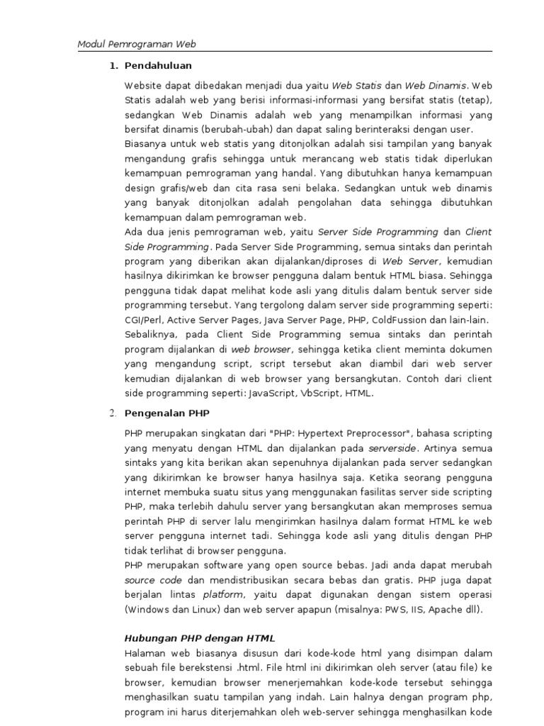 Modul Pemrograman Berbasis WEB | PDF