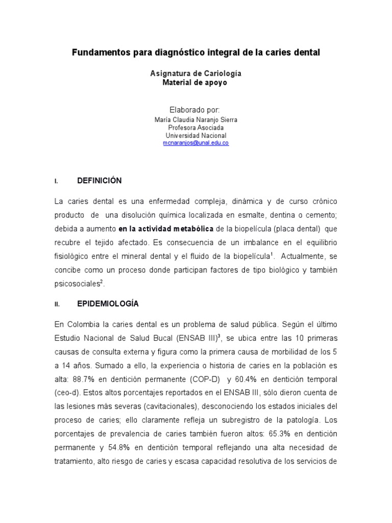 Fundamentos para Diagnóstico Integral de La Caries Dental Pregrado ...