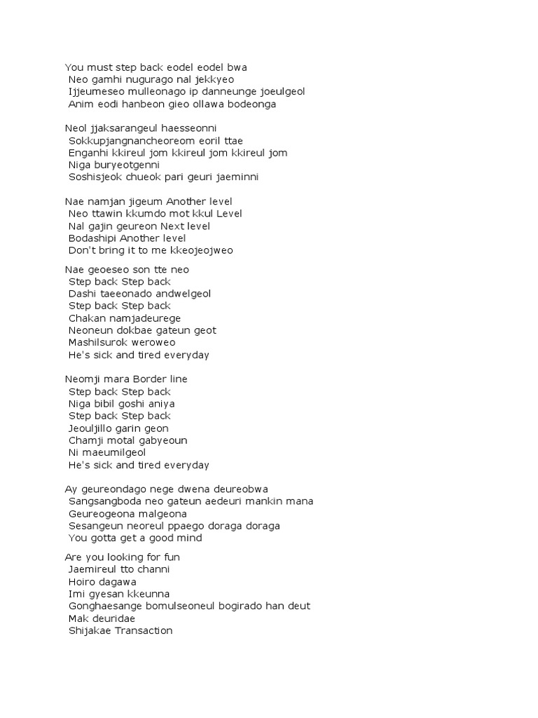 Step Back Letra | PDF