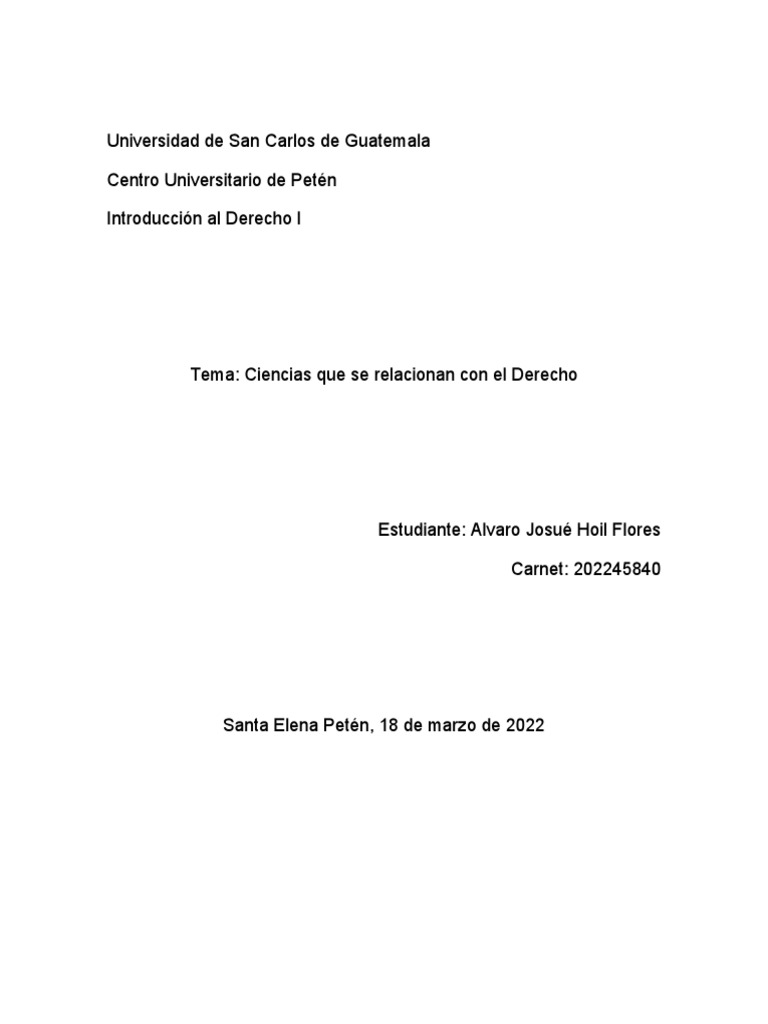Ciencias Que Se Relacionan Con El Derecho | PDF Ciencias Que Se Relacionan Con El Derecho | PDF