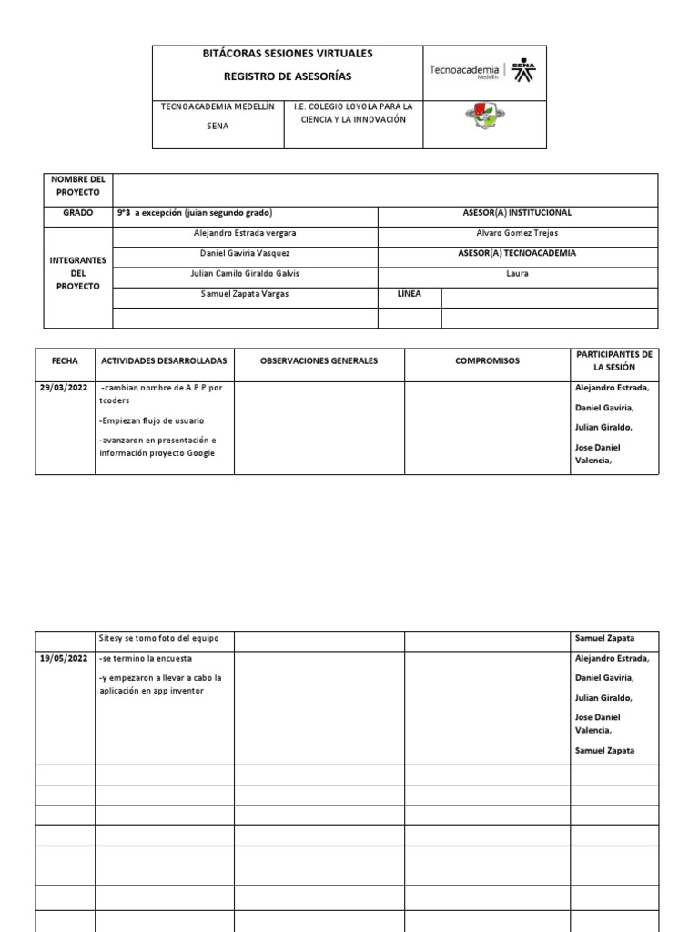 Formato Bitácora | PDF | Ingeniería de software | Edad de información