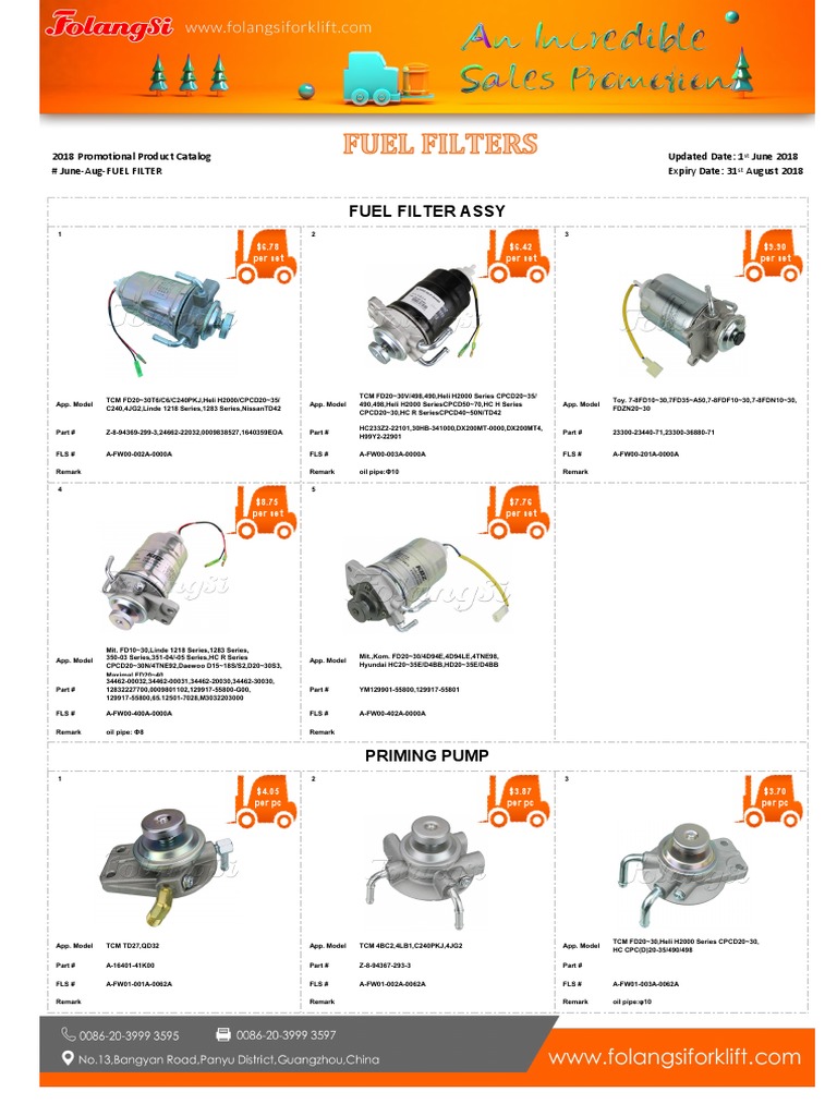 Fuel Filter Assembly Catalog 2018 | PDF | Machines | Motor Vehicle