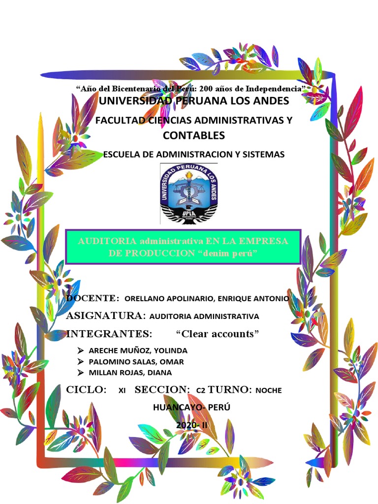 Análisis de la auditoría administrativa de la empresa textil Denim Perú S.A.C. para el período ...