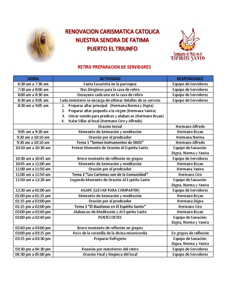 Renovacion Carismatica Catolica (Retiro Preparacion de Servidores) | PDF