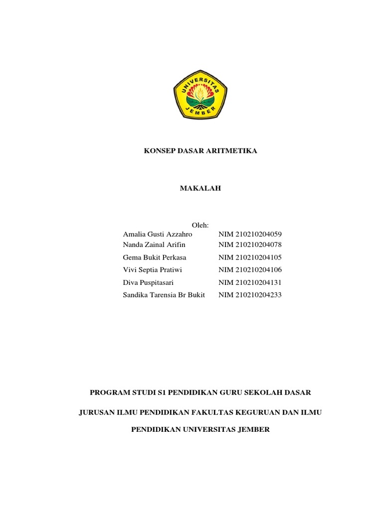 MAKALAH KEL1 - ARITMETIKA - C (Revisi) | PDF | Metode & Bahan Ajar