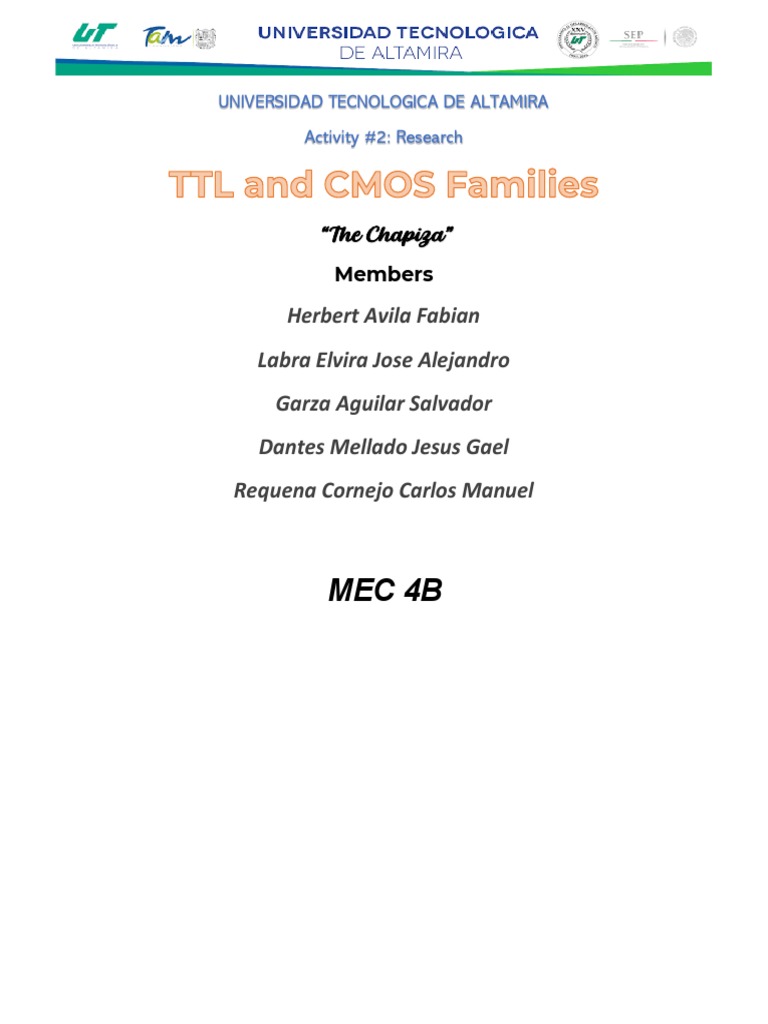 TTL and CMOS Logic Families Overview | PDF | Mosfet | Field Effect ...