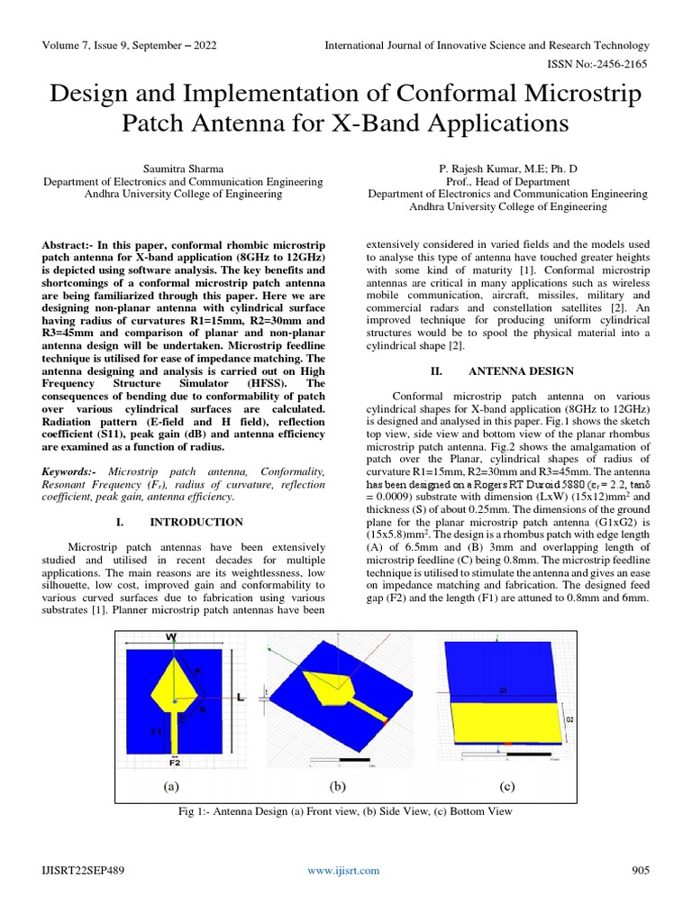 Design and Implementation of Conformal Microstrip Patch Antenna For X-Band Applications | PDF ...