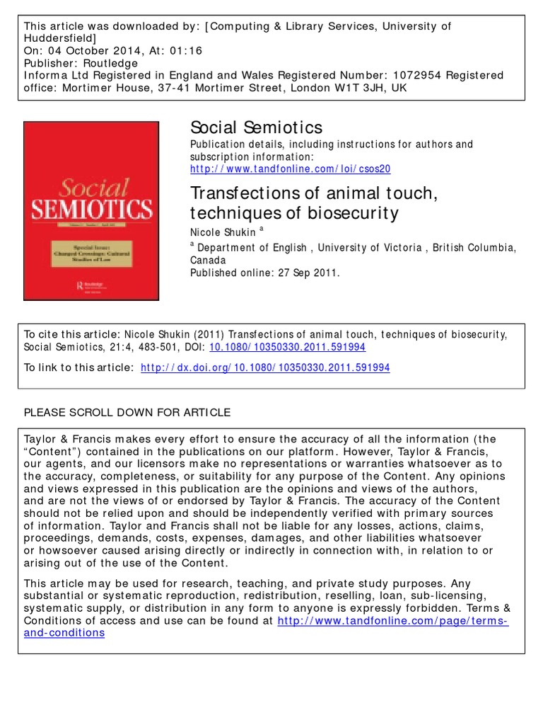 Transfections of Animal Touch | PDF | Social Science | Wellness