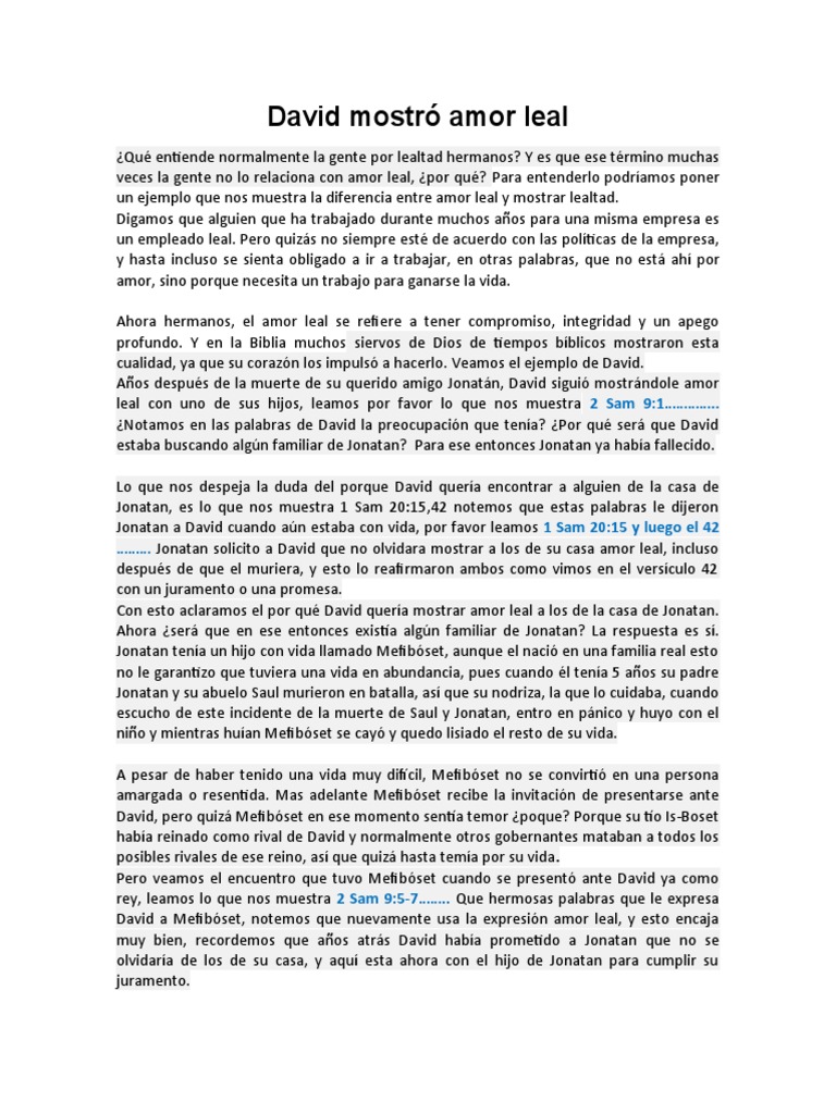 David Mostró Amor Leal | PDF | David | Amor