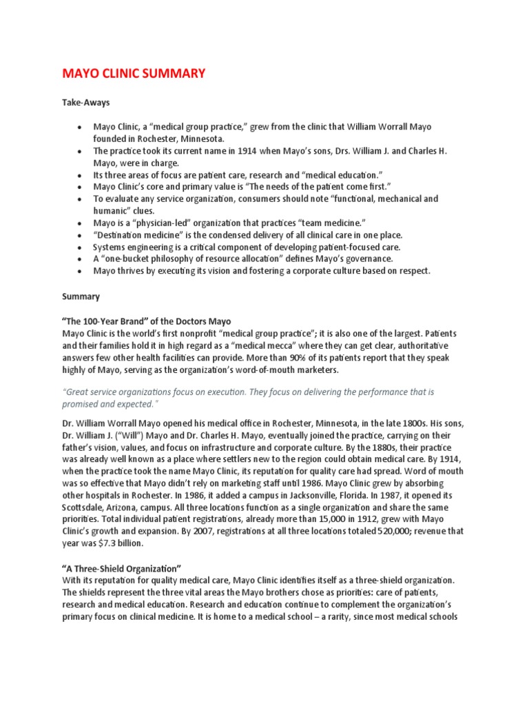 MAYO CLINIC Book SUMMARY | PDF | Physician | Patient