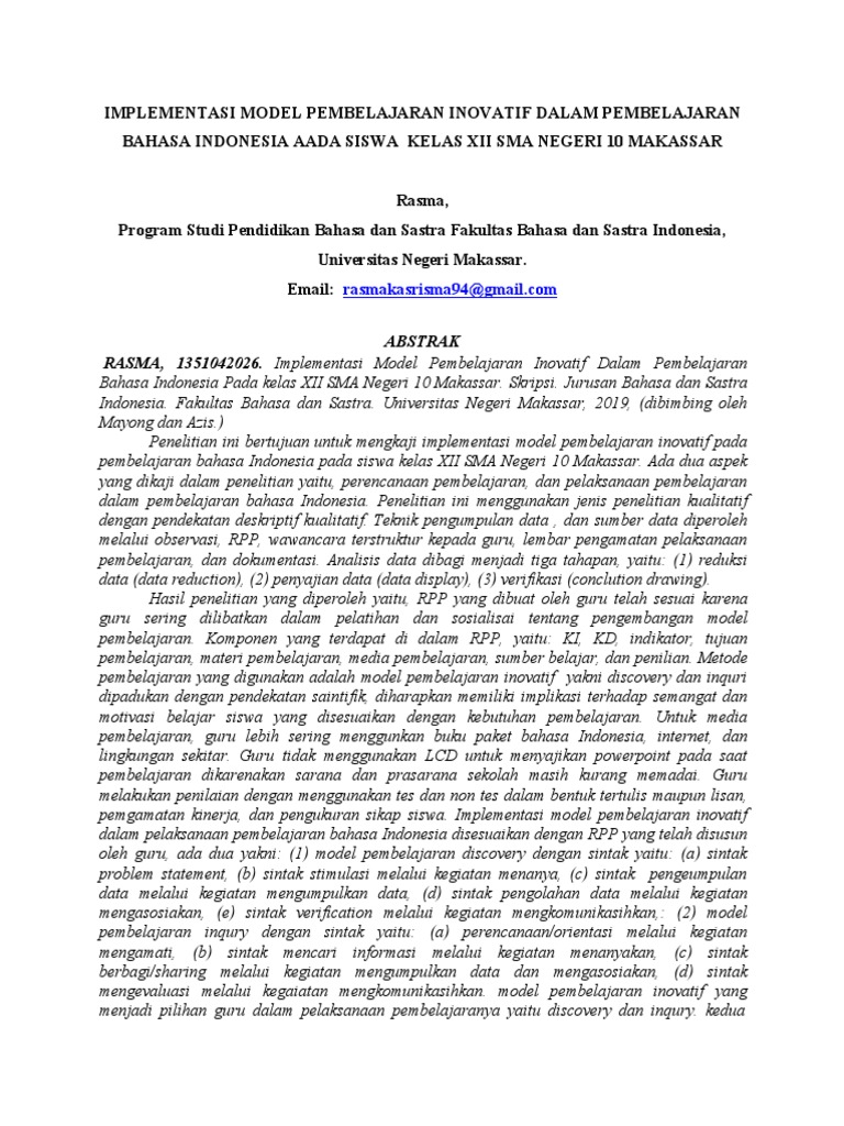 Implementasi Model Inovatif | PDF