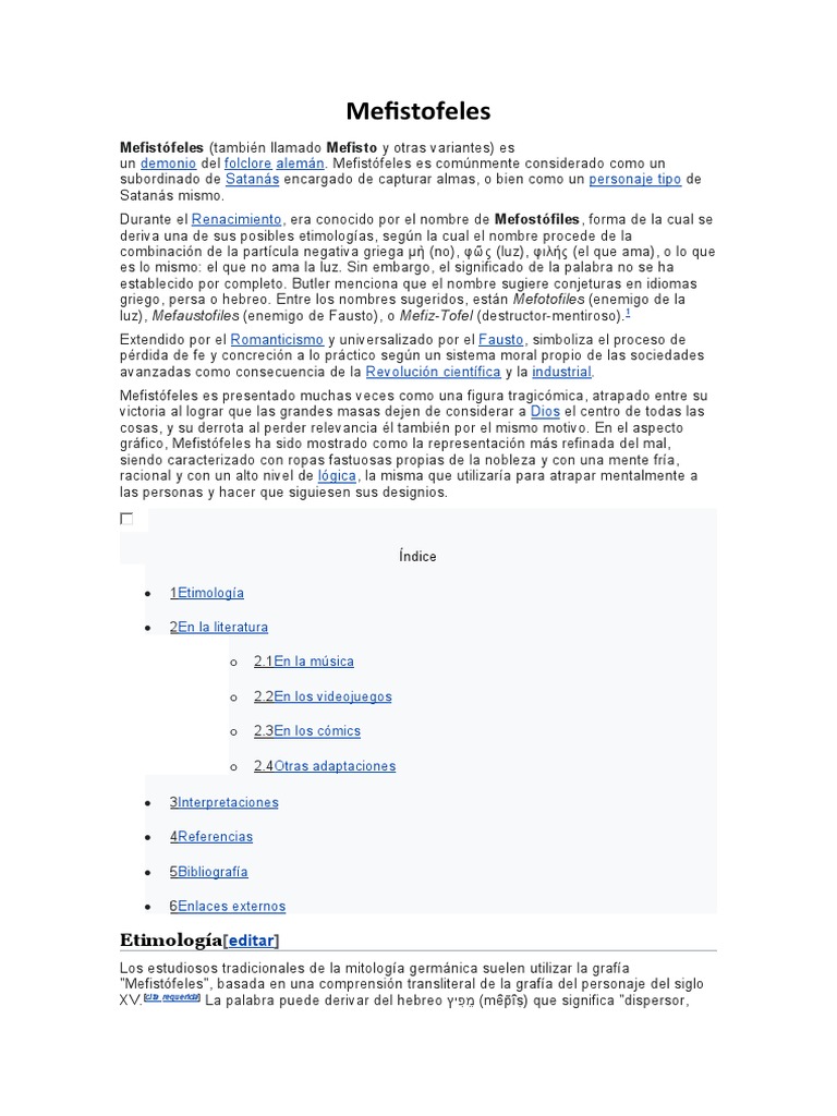 Mefistófeles: El Demonio de Fausto | PDF