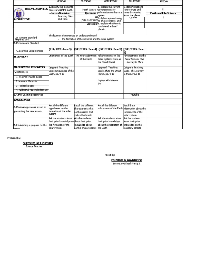 DLL Week-3 | PDF | Teaching Method | Planets