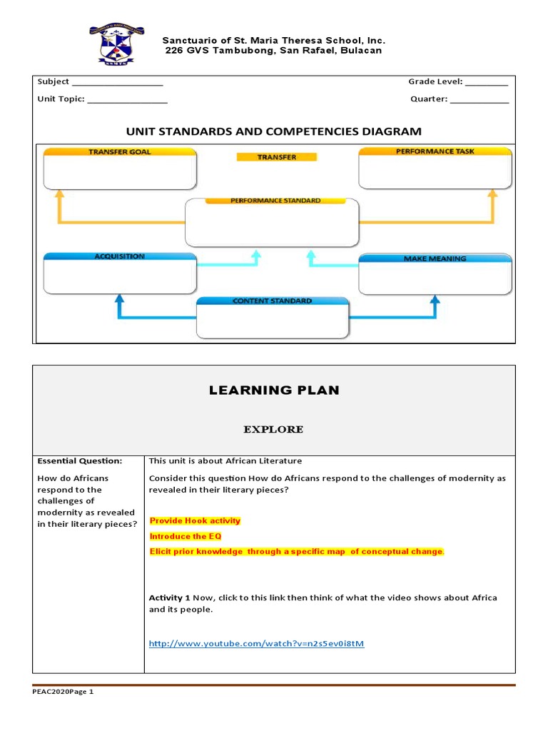 GR 8 LEARNING-PLAN-TEMPLATE | PDF | Rubric (Academic) | Word