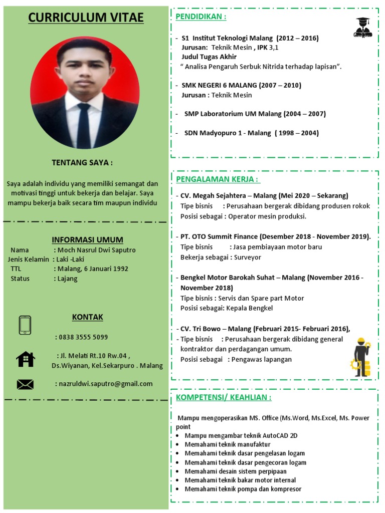 CV Moch Nasrul Dwi Saputro | PDF | Teknologi & Rekayasa