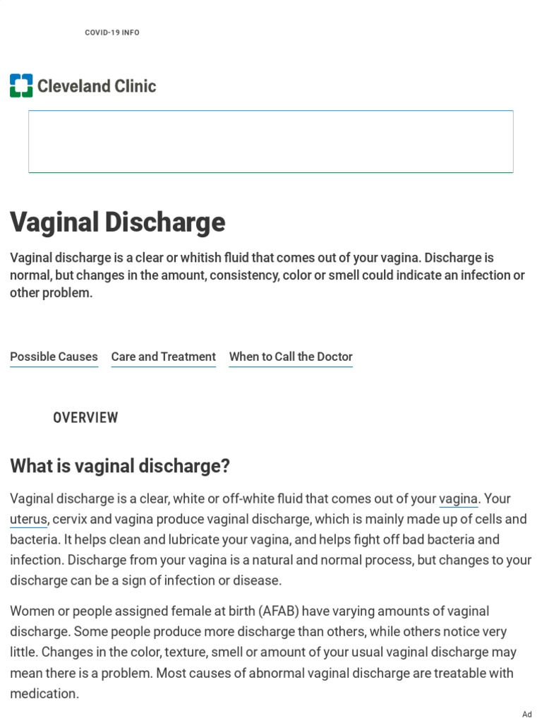 Vaginal Discharge - Causes, Colors, What's Normal & Treatment | PDF ...