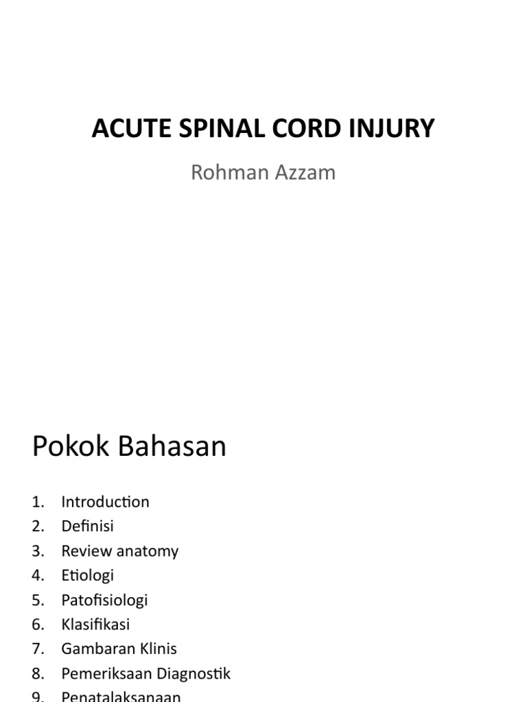 s1 Ners Acute Spinal Cord Injury | PDF