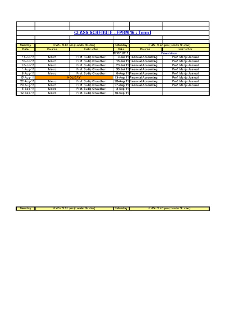 EPBM 16 Schedule | PDF | Career & Growth | Wellness