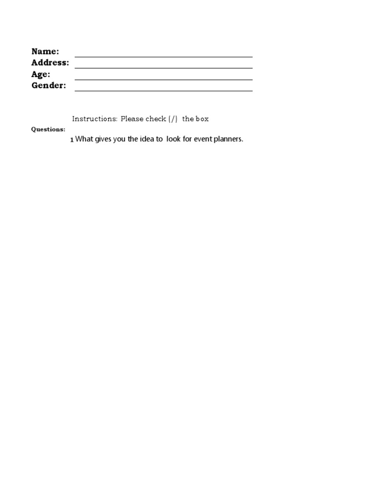 Questionnaire Excel | PDF