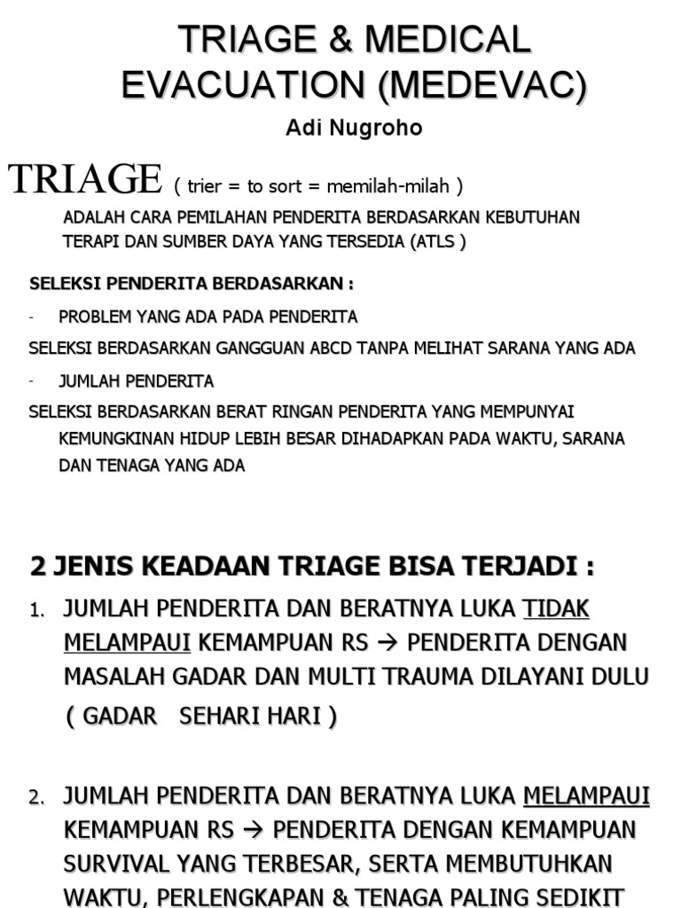 Triage dan Evakuasi Medis Darurat | PDF