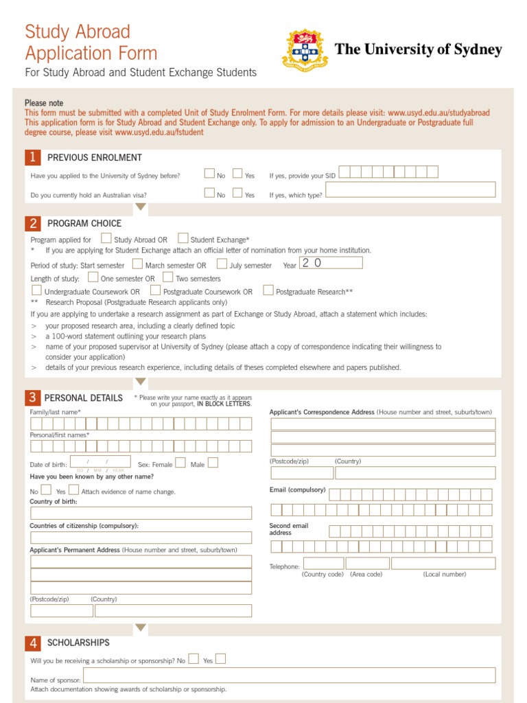 Study Abroad Application Form | PDF | Postgraduate Education | Privacy ...
