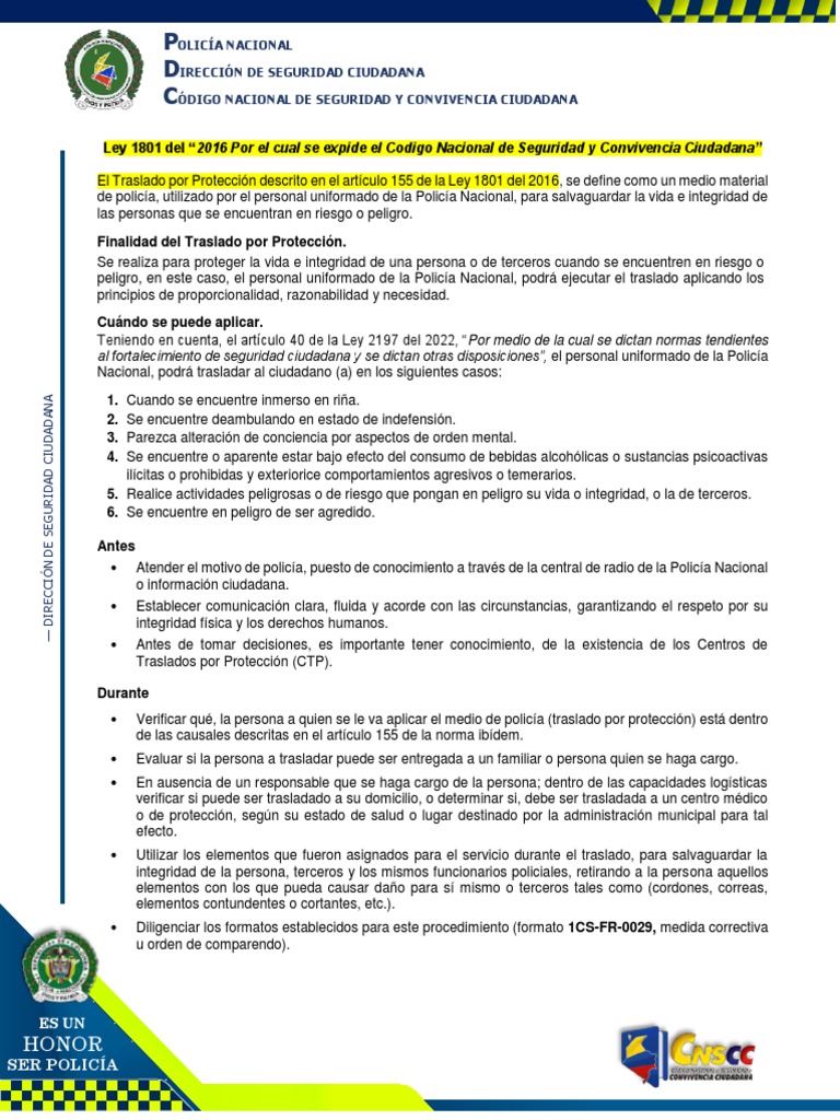 Medios De Policia Traslado Por Proteccion Pdf Policía Debido Al