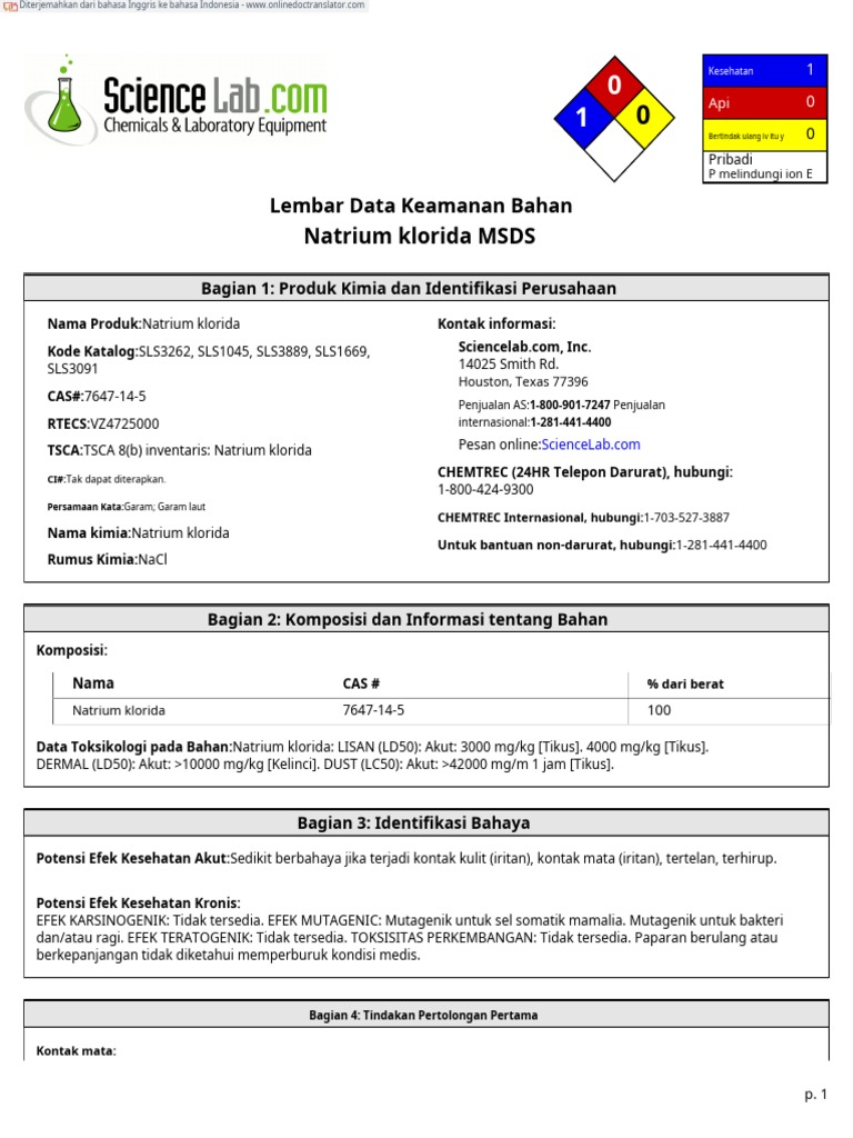 Msds Nacl - En.id | PDF