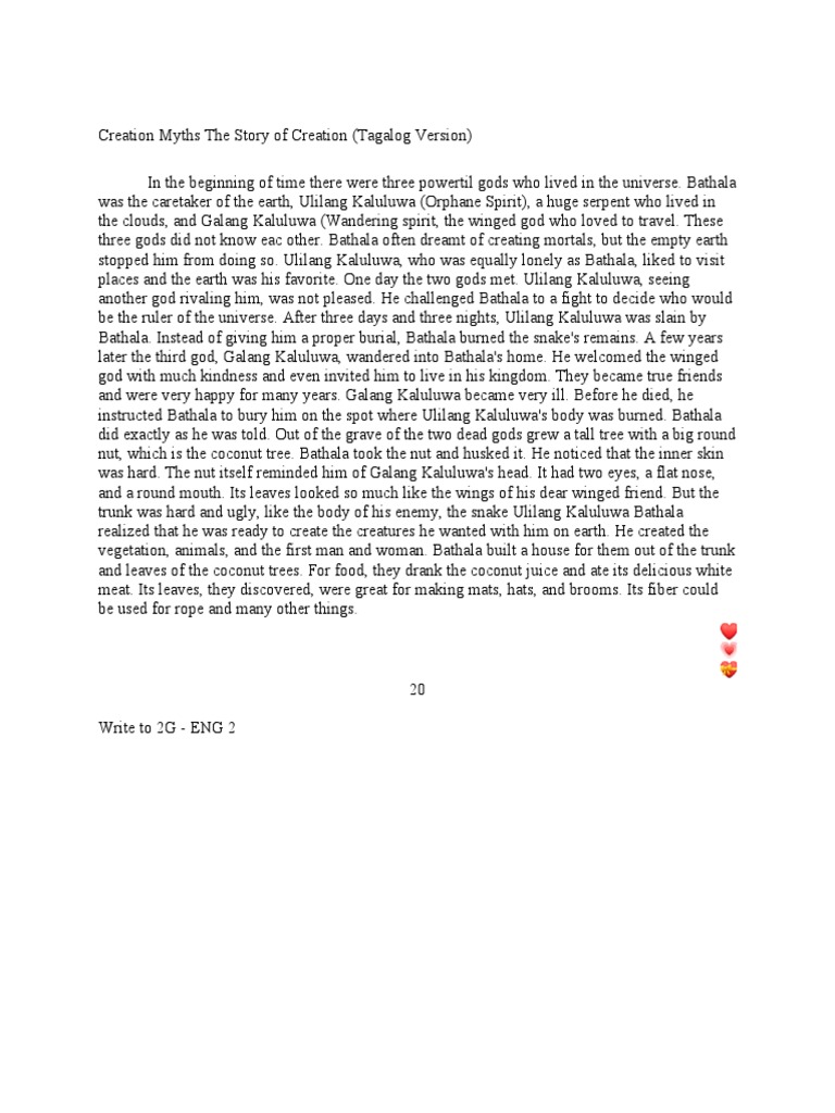 Creation Myths The Story of Creation Educ 102 | PDF | Young Adult