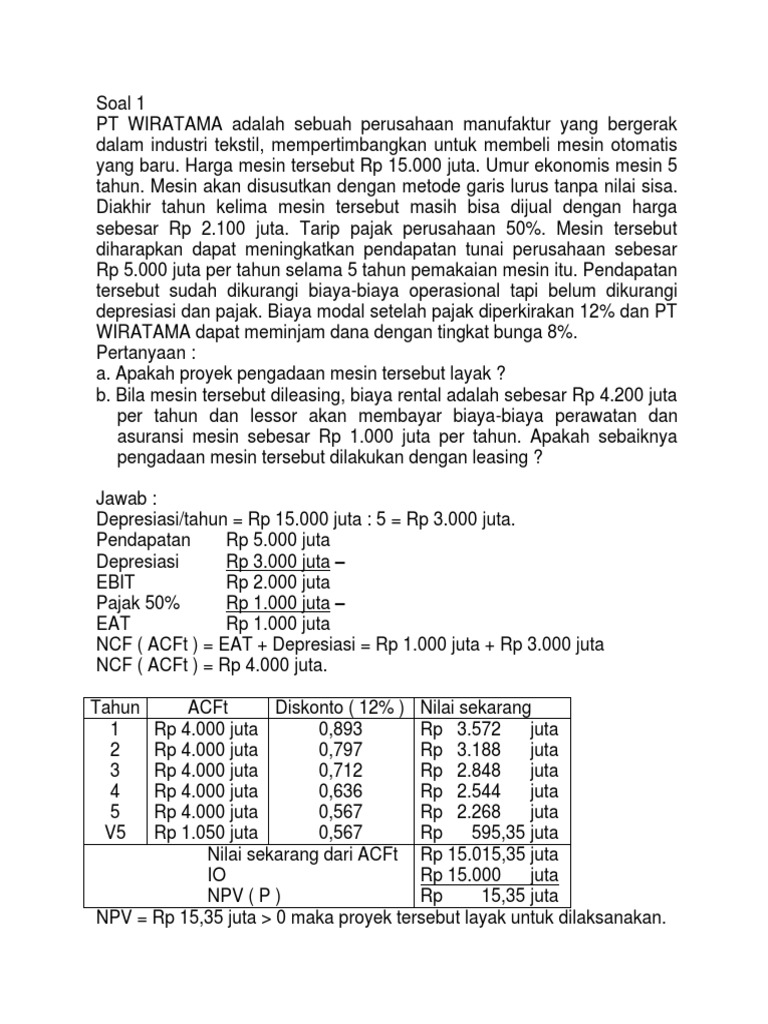Soal Minggu 13 (Leasing) F | PDF