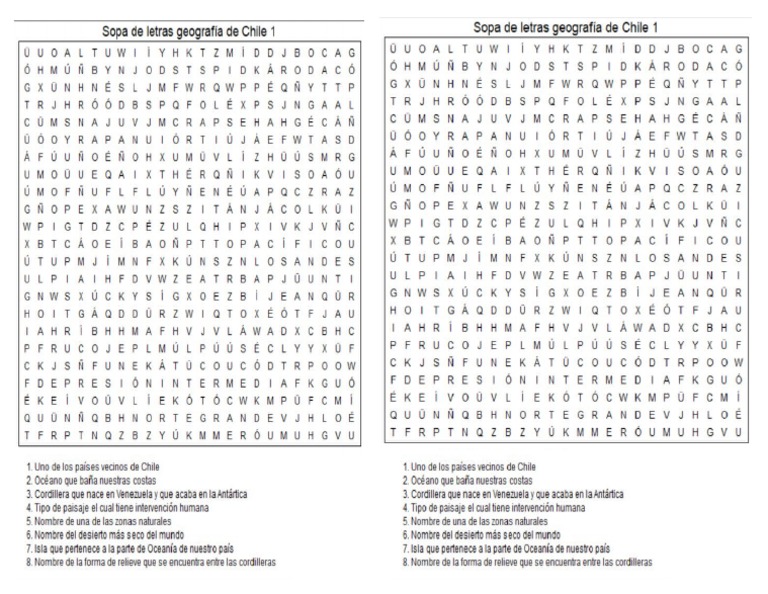 Sopa de Letras Geografia 1 | PDF