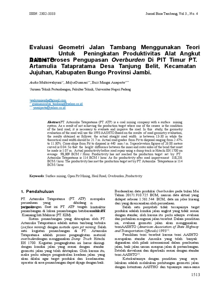 Perencanaan Jalan Tambang | PDF