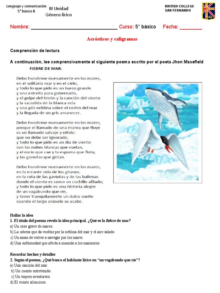 Acrósticos y Caligramas en 5° Básico | PDF | Poesía