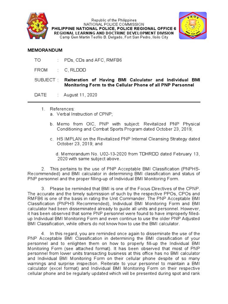 Reiteration On The Use of BMI Calculator and BMI Monitoring Form On ...