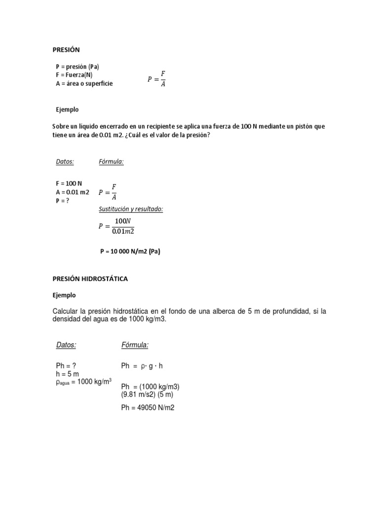 Fisica Ejercicios Resueltos Ii 04 04 2020 | PDF | Pascal (Unidad) | Presión