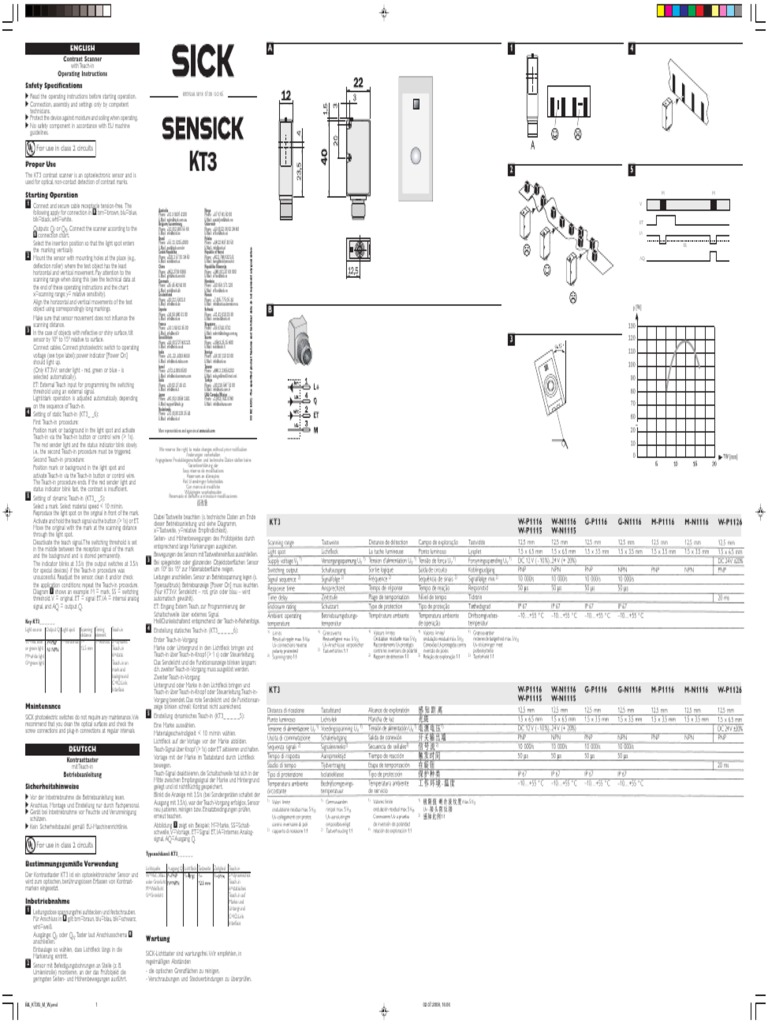 Operating Instructions SENSICK KT3 | PDF | Electrical Engineering ...