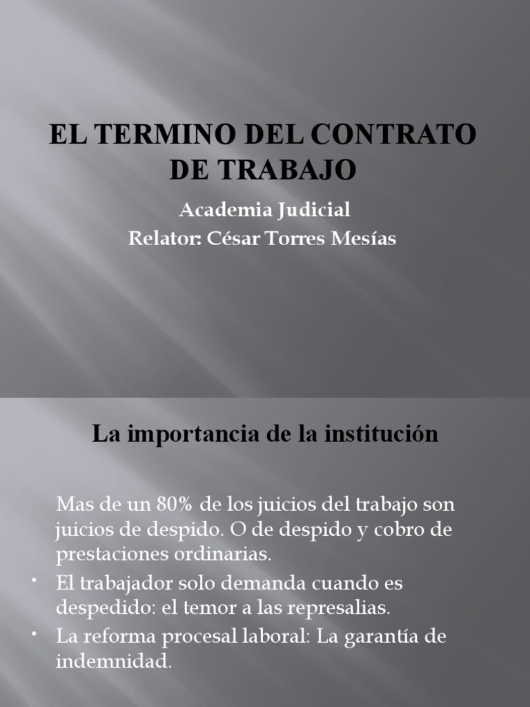 El Termino Del Contrato de Trabajo | PDF | Caso de ley | Derecho laboral