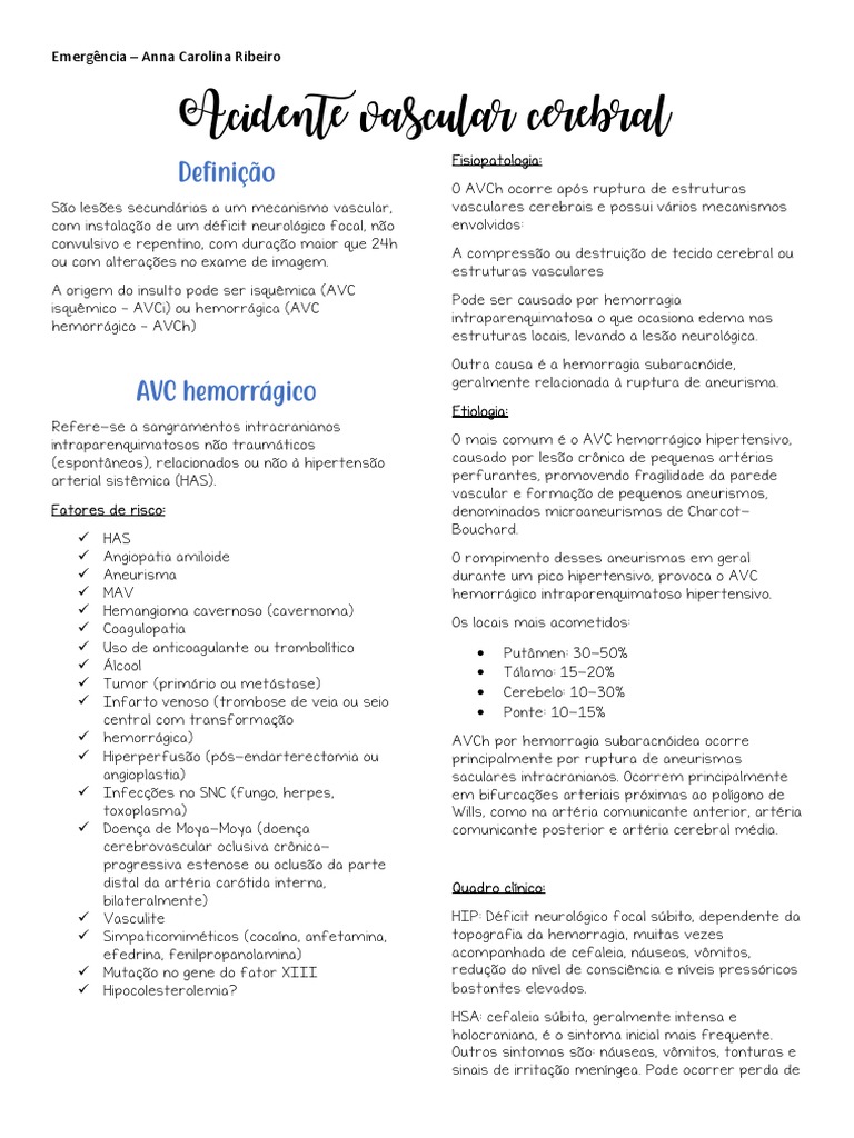 AVC | PDF | AVC | Infarto do Miocárdio