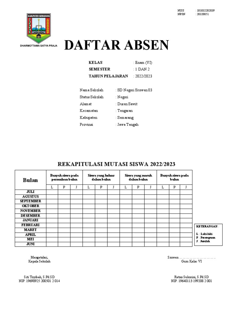 Daftar Absen Siswa 5 | PDF