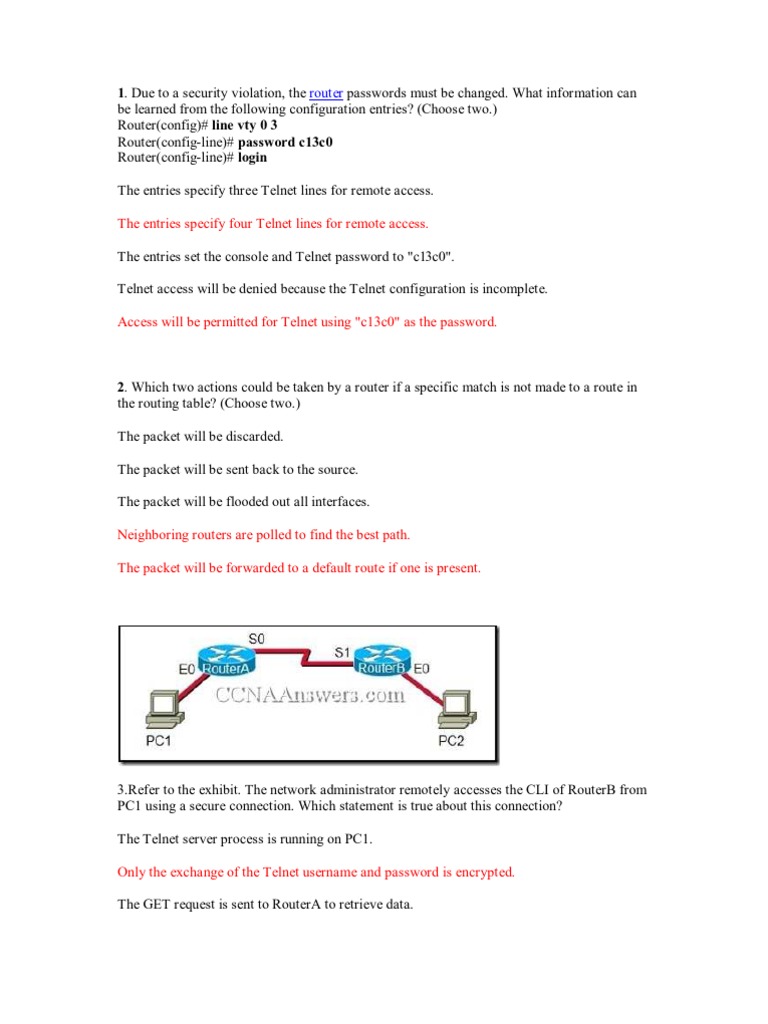 Cisco Final Exam Lösungen | PDF | Router (Computing) | Computer Network