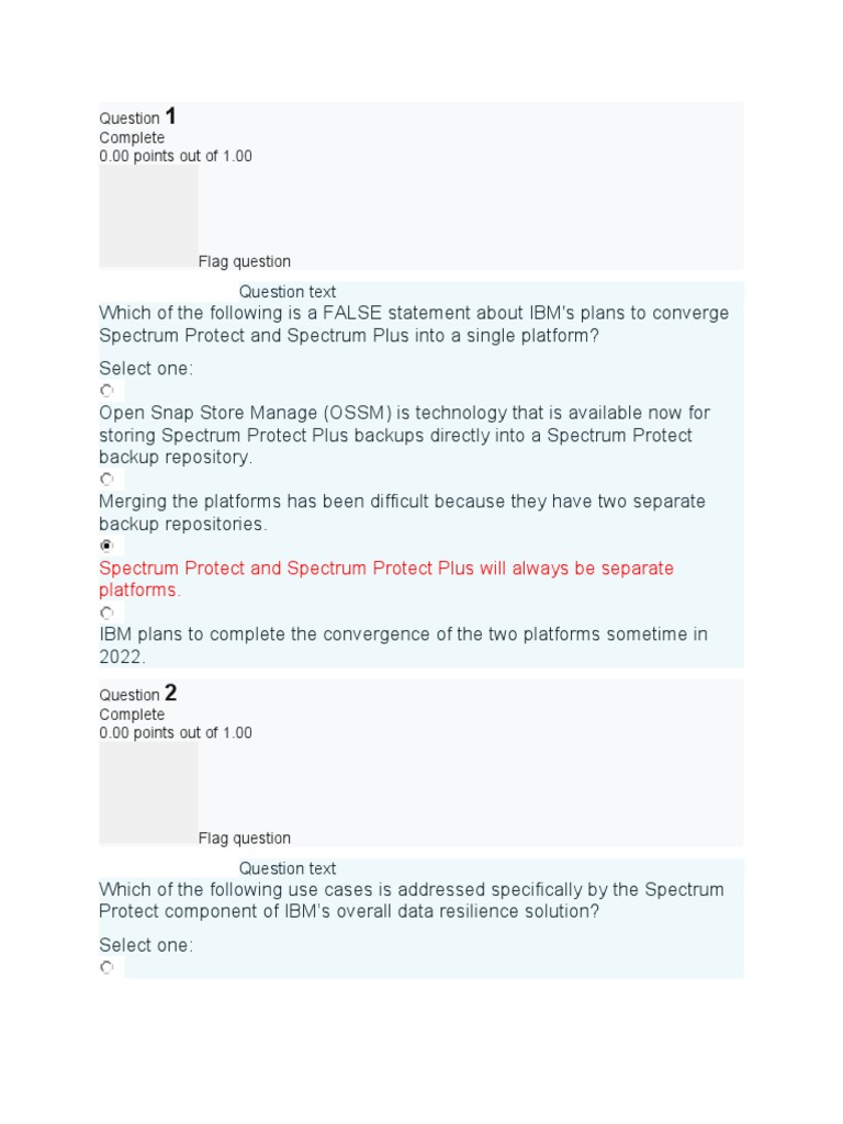 IBM Spectrum Protect - Level 2 Quiz | PDF | Backup | Cloud Computing