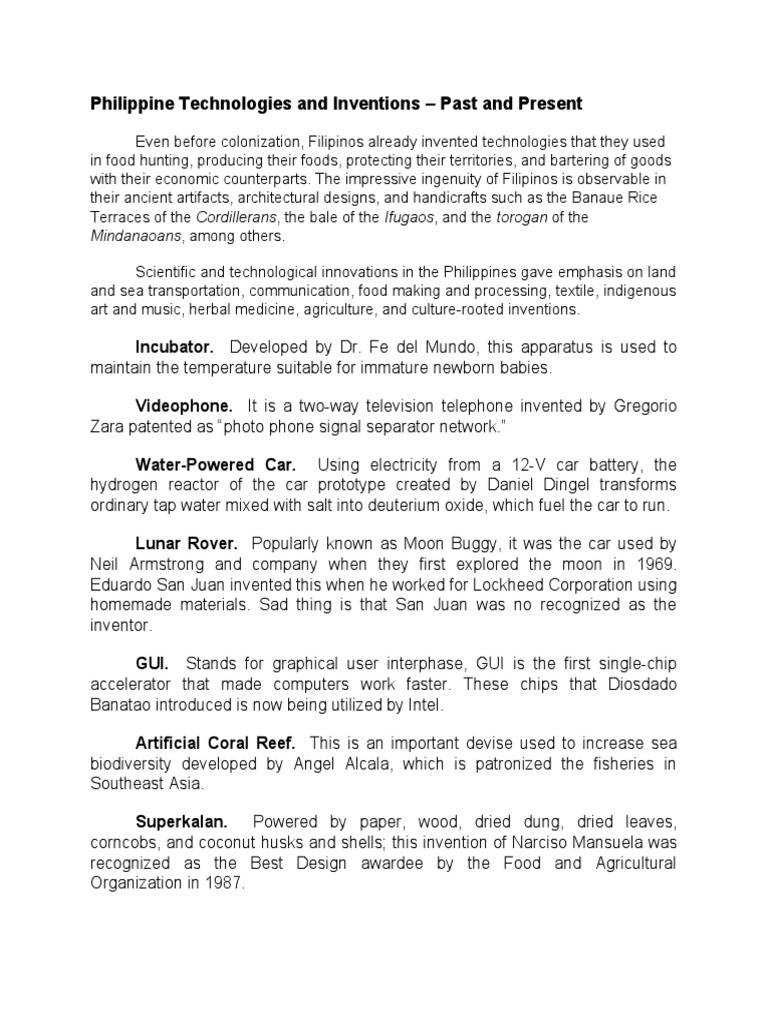Philippine and World Technologies and Inventions | PDF | Science