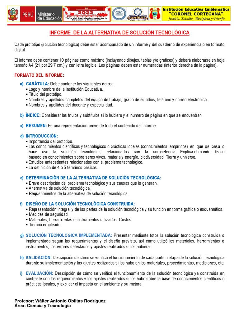 Esquema Del Informe | PDF | Diseño