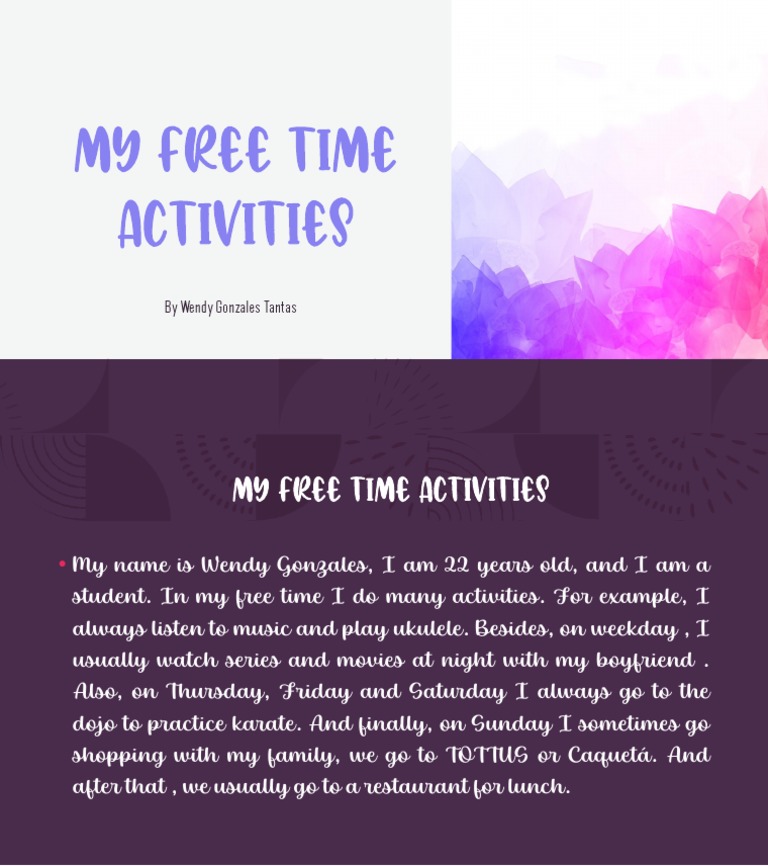 My Free Time Activities | PDF | Self-Improvement | Wellness