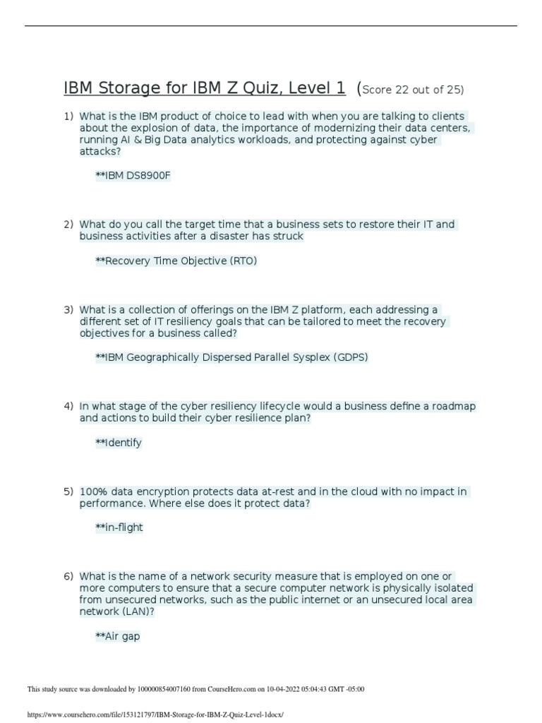 IBM Z Storage Quiz: Key Concepts | PDF | Computing | Computer Science