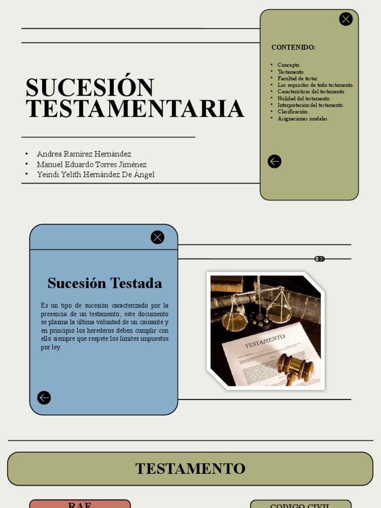 Sucesión Testamentaria: Conceptos Clave | PDF | Voluntad y testamento ...