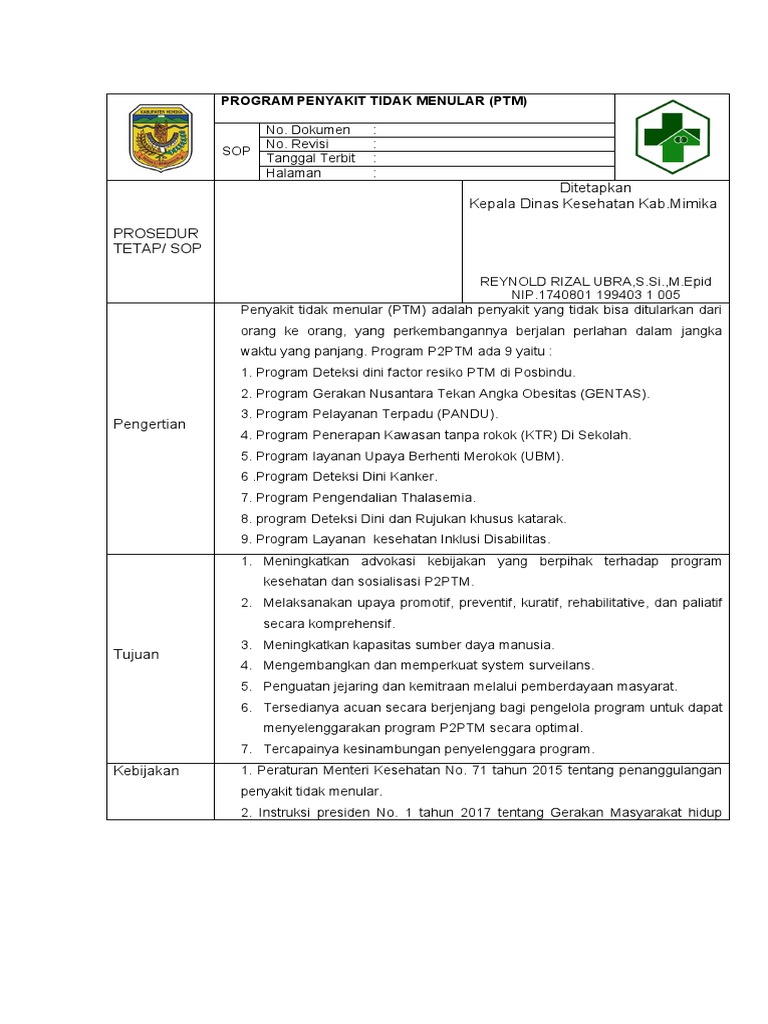 Sop Program PTM | PDF