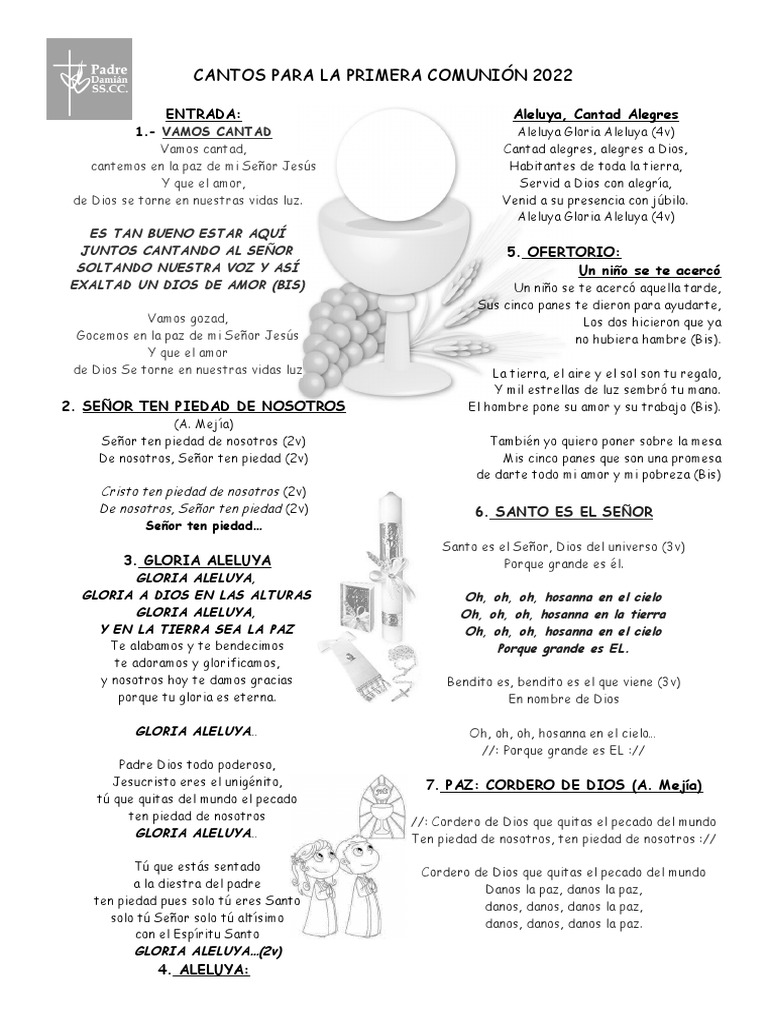 Cantos para La Primera Comunión 2022 | PDF