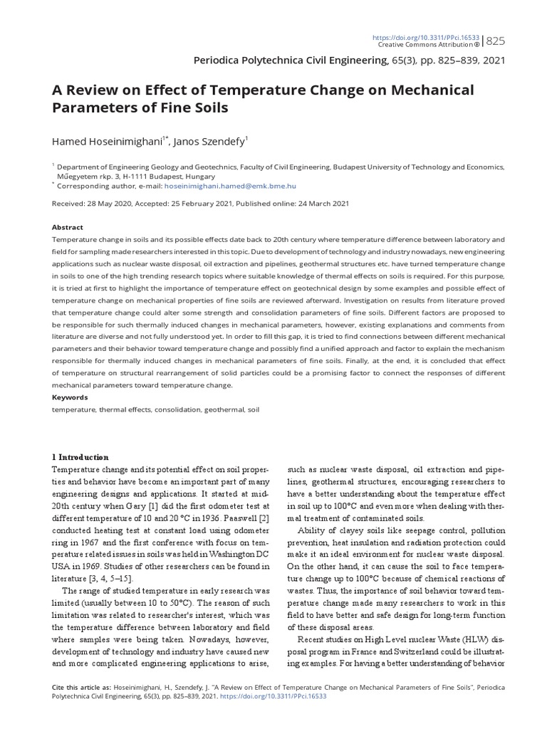 A Review On Effect of Temperature Change On Mechanical Parameters of ...