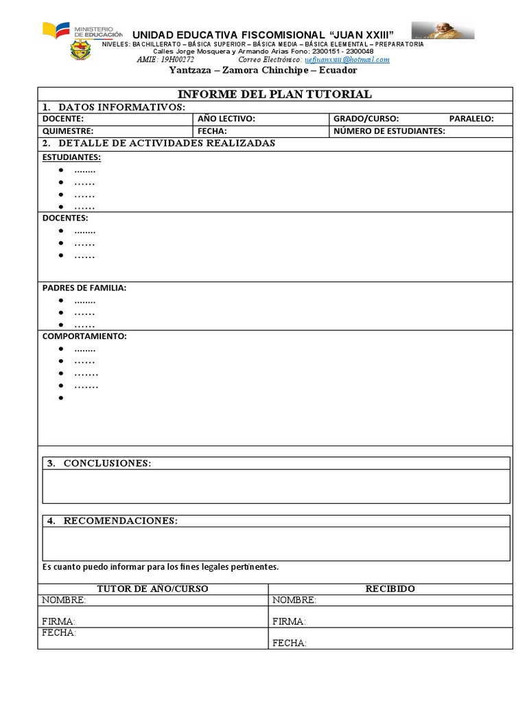 Informe Del Tutor | PDF